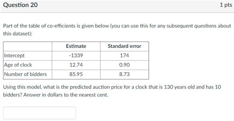 Solved Question 18 1 Pts Use The Following Information For
