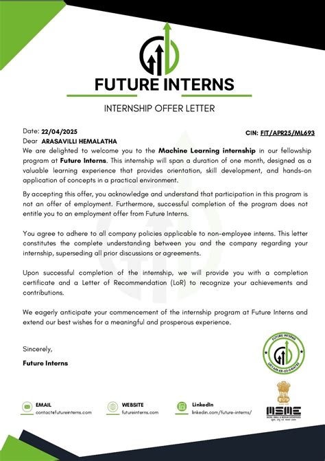 Machinelearning Internshipopportunity Futureinterns Learningbydoing
