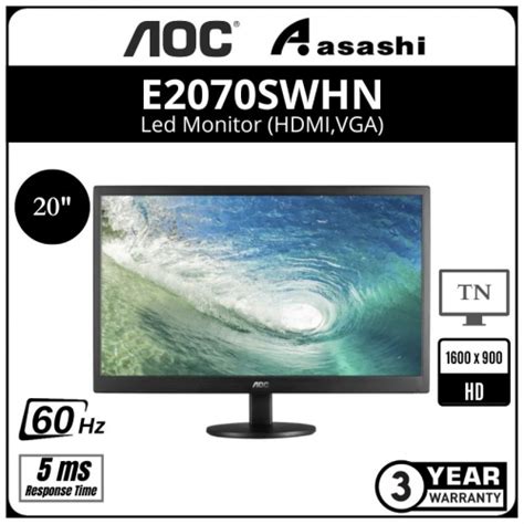 AOC E2070SWHN 20 Led Monitor HDMI VGA E2070SWHN Asashi Technology Sdn Bhd 332541 T