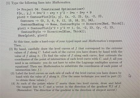 1 Type The Following Lines Into Mathematica