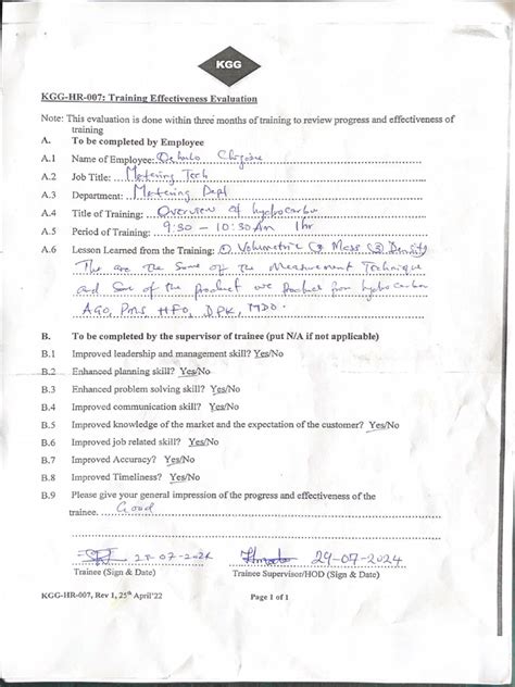 Training Effectiveness Evaluation Pdf