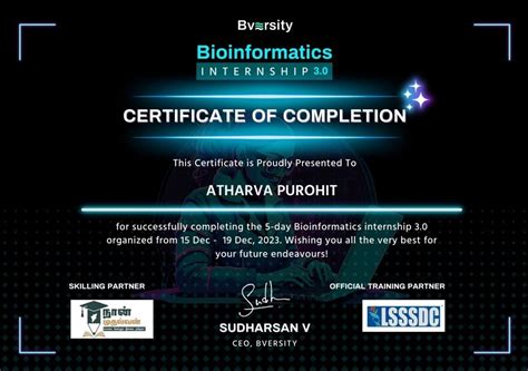 Bioinformatics Python Internshipcompletion Bversityexperience Biotechadvancements Atharva