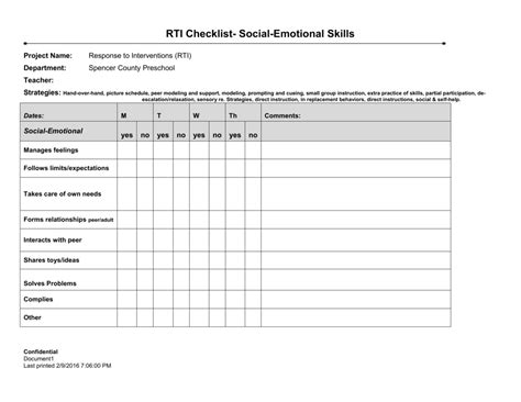 Social Emotional Skills Rti