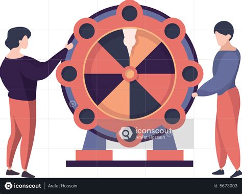 Best Premium People Playing Wheel Of Fortune Illustration Download In
