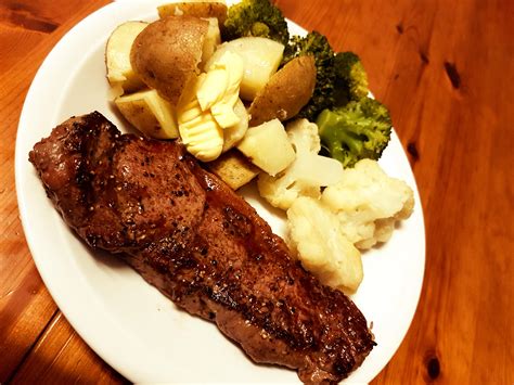 Sirloin Steak Buttered Potatoes Cauliflower And Broccoli Rfoodporn