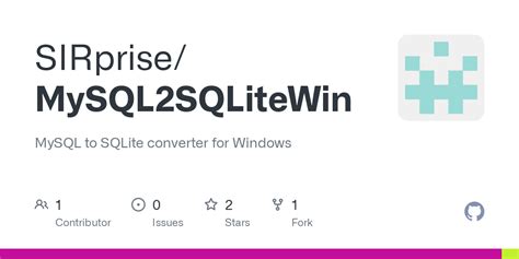 Github Sirprisemysql2sqlitewin Mysql To Sqlite Converter For Windows