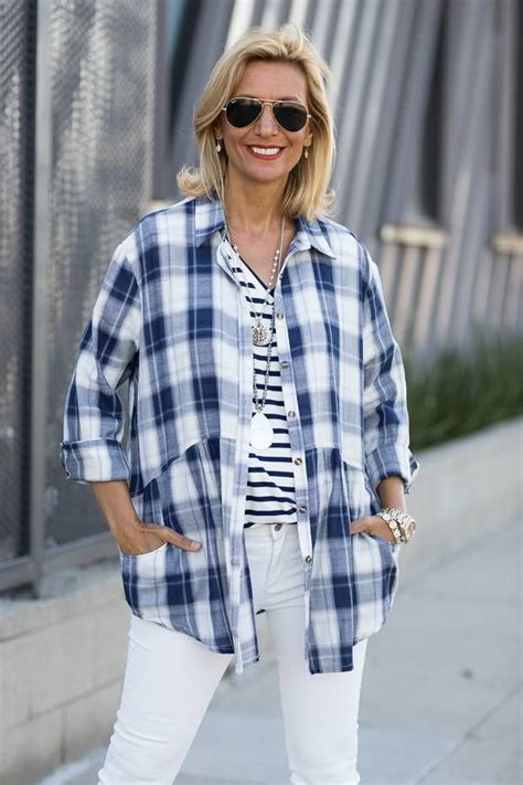 Pattern Mixing In Red White And Blue Classic Plaid Shirt For Summer