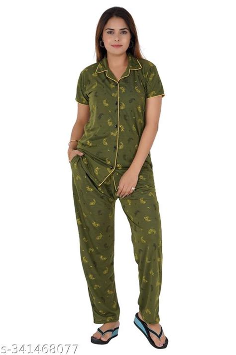 Girlswomens Cotton All Over Printed Cotton Nightsuit Setnightwear