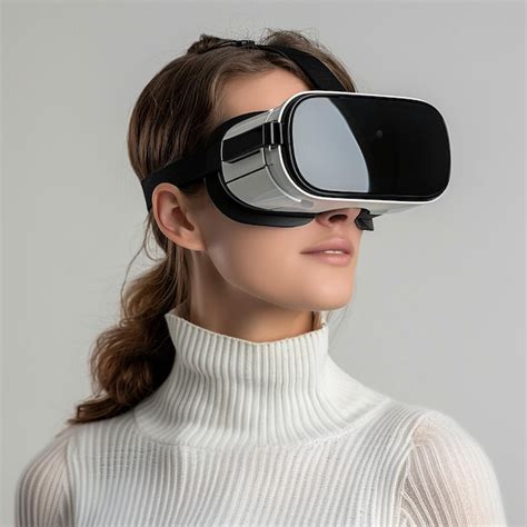Premium Photo Woman Wearing A Vr Headset And Interacting With Virtual