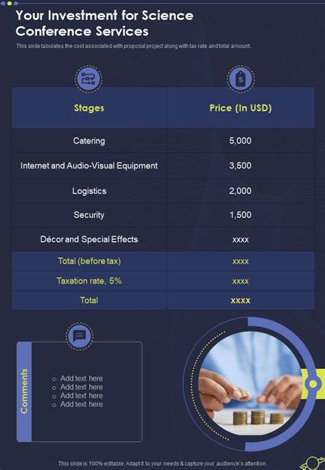 Your Investment For Science Conference Services One Pager Sample