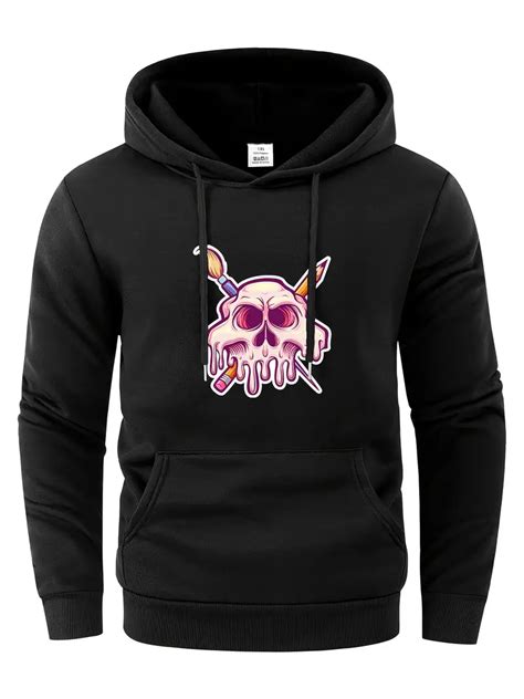 Plus Size Mens Hoodies Anime Skull Print Hooded Sweatshirt Temu Canada