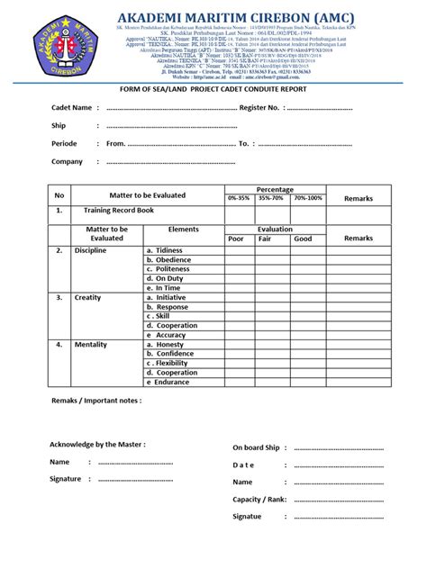 Form Conduite Taruna Amc Pdf