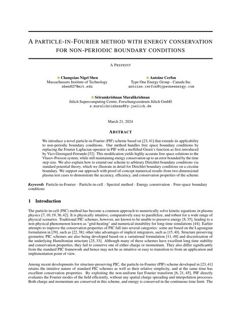 Pdf A Particle In Fourier Method With Energy Conservation For Non Periodic Boundary Conditions