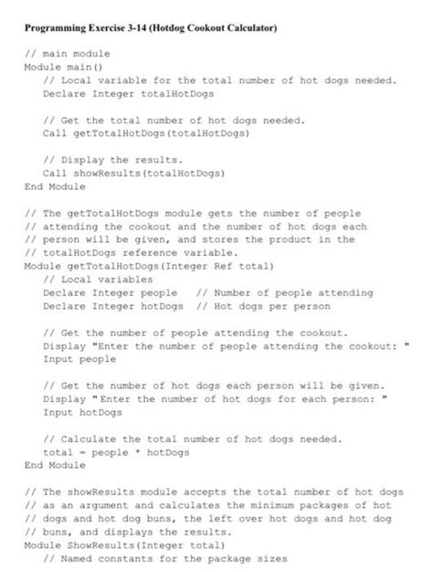 Solved Programming Exercise 3-14 (Hotdog Cookout Calculater) | Chegg.com