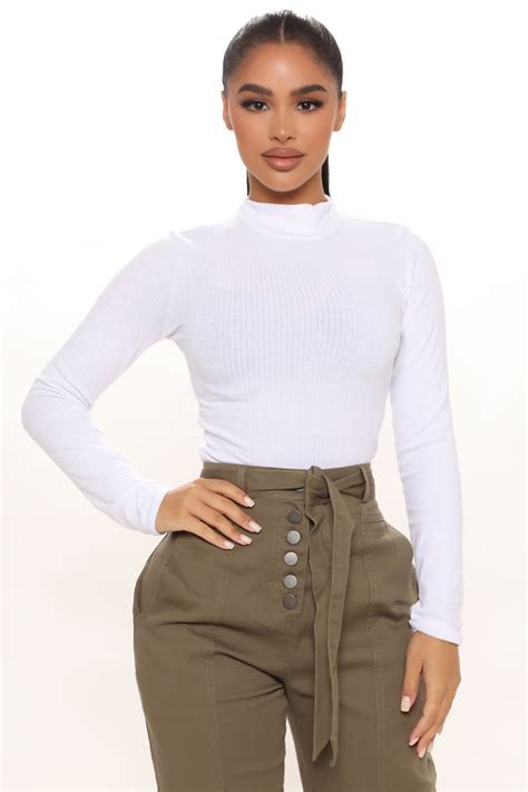 Just Dont Mock Neck Top White Fashion Nova Basic Tops And Bodysuits