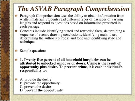 Ppt The Asvab Armed Services Vocational Aptitude Battery Powerpoint