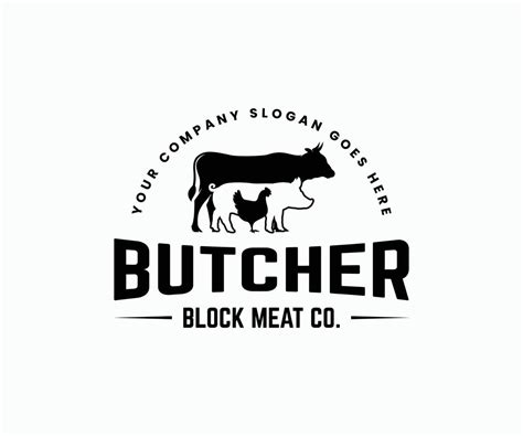 Butcher Meat Shop Logo Design Butchery Logo Vector Art Icons And