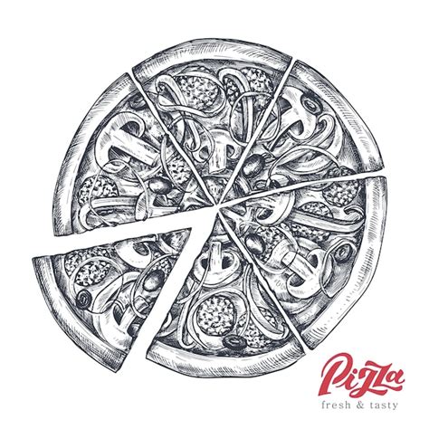 Premium Vector Hand Drawn Vector Pizza In Sketch Style Traditional