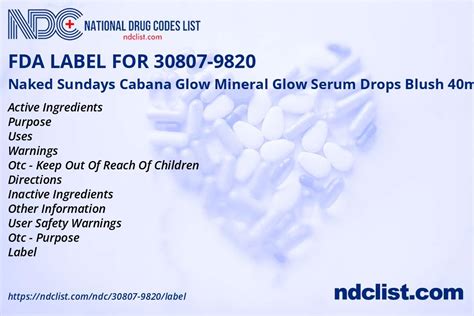 FDA Label For Naked Sundays Cabana Glow Mineral Glow Serum Drops Blush