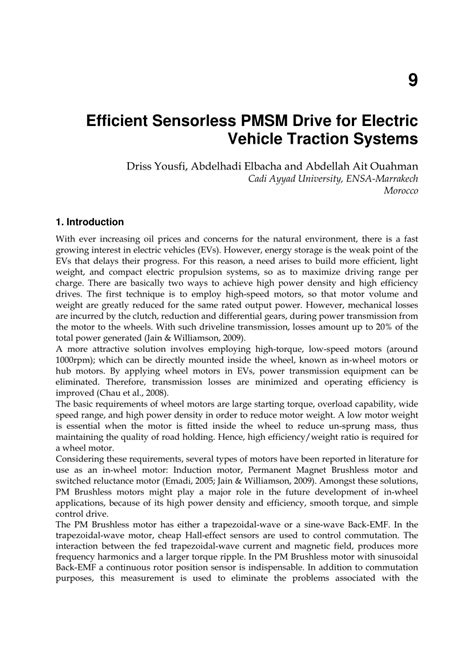 Pdf Efficient Sensorless Pmsm Drive For Electric Vehicle Traction Systems