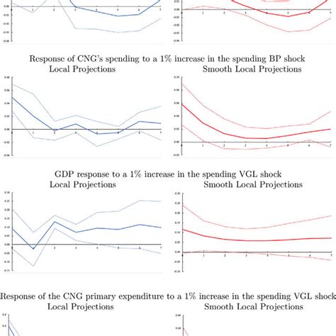 impulse response functions with lp and slp note dashed lines