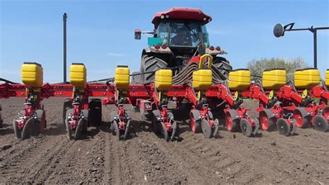 Tractor Seeder Planting Crops On Field Stock Footage Video Royalty Free