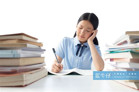 女孩学习压力大 蓝牛仔影像 中国原创广告影像素材