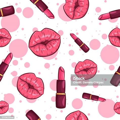 입술과 립스틱으로 핑크 원한 패턴 여성스러운 반복적인 배경 0명에 대한 스톡 벡터 아트 및 기타 이미지 0명 관능 귀여운