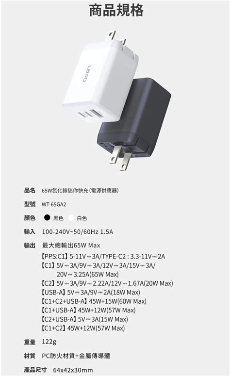 Lapo Gan 65w三孔快充氮化鎵電源供應器 充電頭 豆腐頭 充電器 蝦皮購物