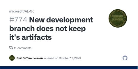 New Development Branch Does Not Keep Its Artifacts · Issue 774