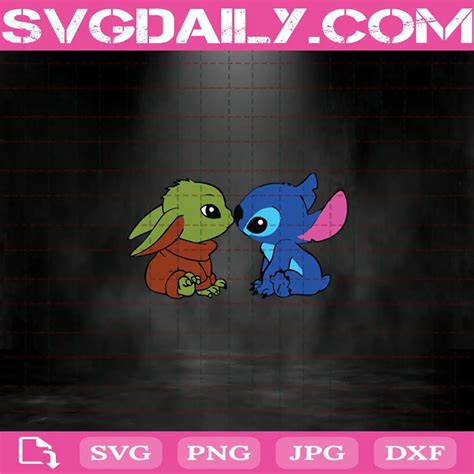 Baby Yoda And Stitch Kiss Svg Svgdaily Daily Free Premium Svg Files