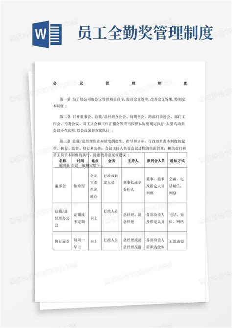 企业会议管理制度Word模板下载 编号lkokebdz 熊猫办公