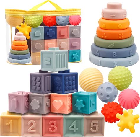 Plunack Giocattoli Montessori Per Bambino 6 12 Mesi Soft Building