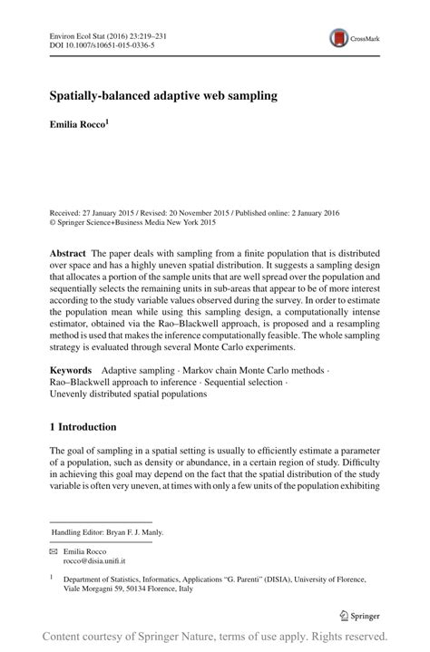 Spatially Balanced Adaptive Web Sampling Request Pdf