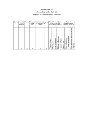 Compensatory Off Format In Excel Fill Online Printable Fillable Blank PdfFiller