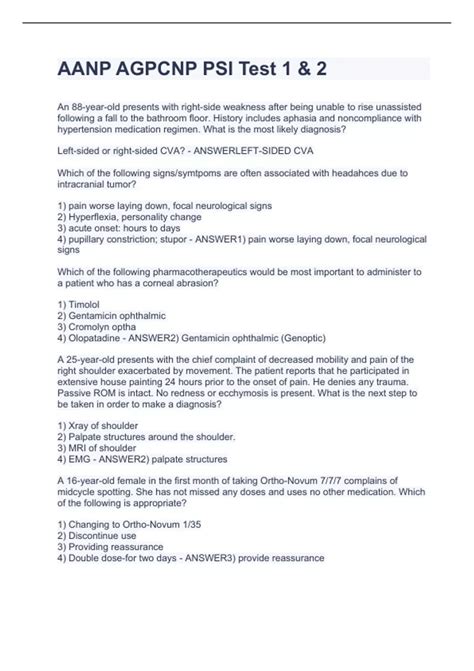 aanp agpcnp psi test 1 finishes questions with answers 2023 aanp stuvia us