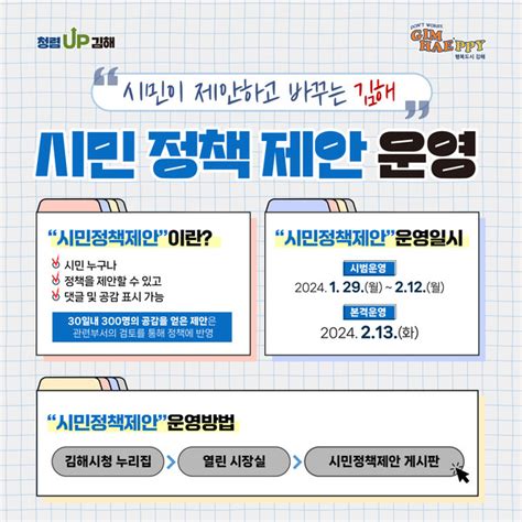김해시 온라인 열린시장실 시민정책제안 코너 신설