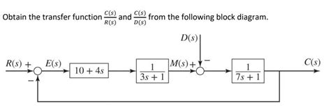 solved obtain the transfer function r s c s and d s c s