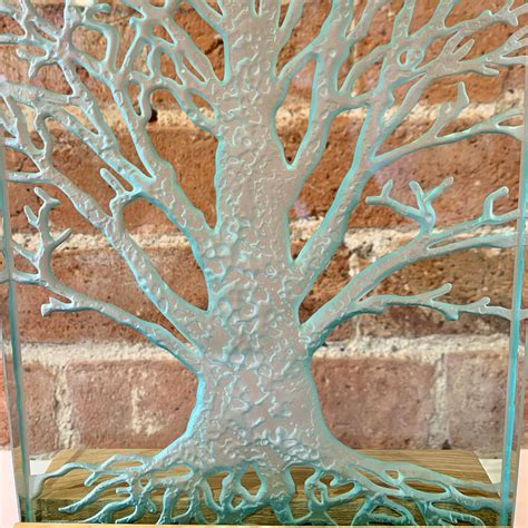Light Up Etched Tree Sculpture On Wood Ceramics And Glass Ferrers Gallery