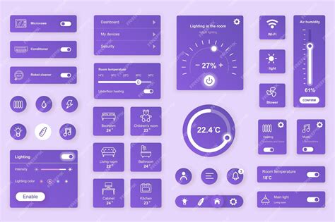 Premium Vector User Interface Elements Set For Smart Home Mobile App Or Web Kit Template With