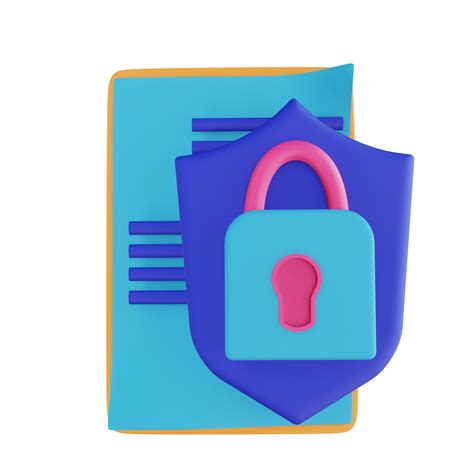 D Illustration Security Lock Document PNG