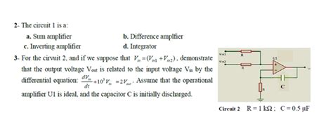 Solved 2 ﻿the Circuit 1 ﻿is Aa ﻿sum Amplifierb