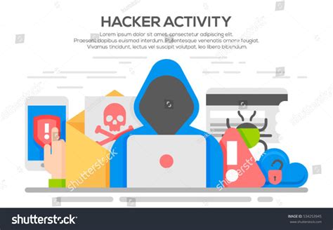 Hacker Internet Computer Security Technology Flat Stock Vector Royalty