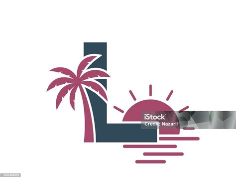 야자수와 일몰이 있는 문자 L 창조적 인 휴가 및 리조트 알파벳 로고 여름과 이국적인 관광 디자인 0명에 대한 스톡 벡터 아트 및 기타 이미지 Istock