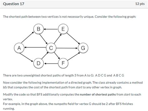Solved Question Pts The Shortest Path Between Two Chegg