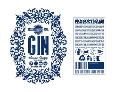 Template Decorative Label For Gin Royalty Free Vector Image