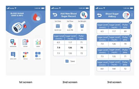 Premium Vector Blood Sugar Diary App Ui Part 1