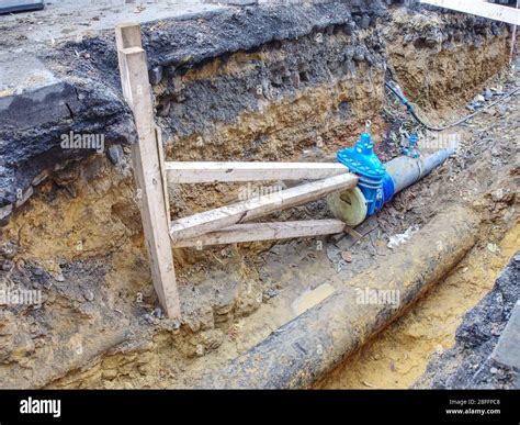 Building Site In Front Of Flat House Repairing Of Water Supply