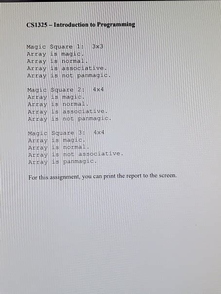 Solved Assignment 6 Magic Squares Assignment 6 Magic