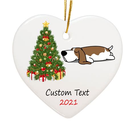 Personalized Name Basset Hound Ornaments Ts For Christmas Etsy Uk